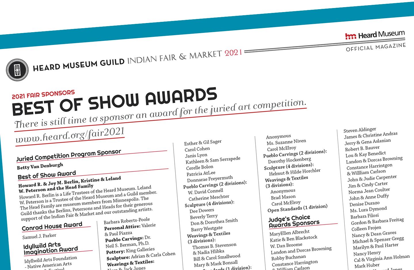 2021 Fair Sponsors: Best of Show Awards (Issue 31)